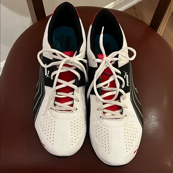 Puma | Shoes | Puma White And Black Athletic Shoes With Red Highlights ...